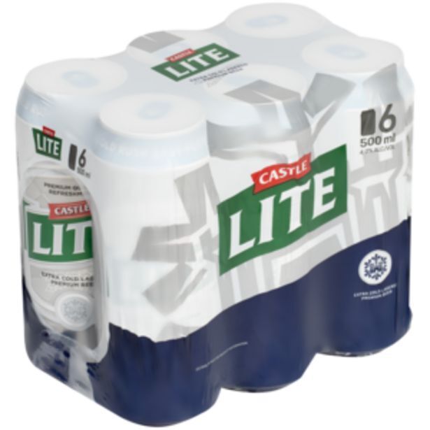 Castle lite premium beer cans 6 x 500ml offer at Checkers Liquor Shop