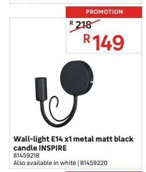 Wall light e14 x1 metal matt black candle inspire offer at Leroy Merlin