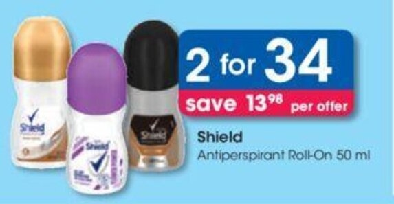 Shield Antiperspirant Roll-On 50 ml offer at Clicks