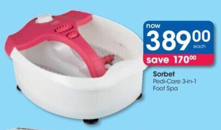 Sorbet Pedi-Care 3-in-1 Foot Spa offer at Clicks
