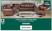 3 Piece Zimbali Lounge Suite offer at House & Home