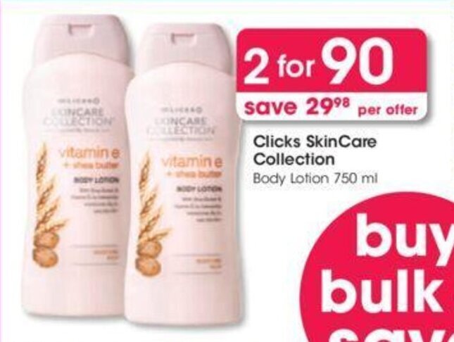 Clicks SkinCare Collection Body Lotion 750 ml offer at Clicks