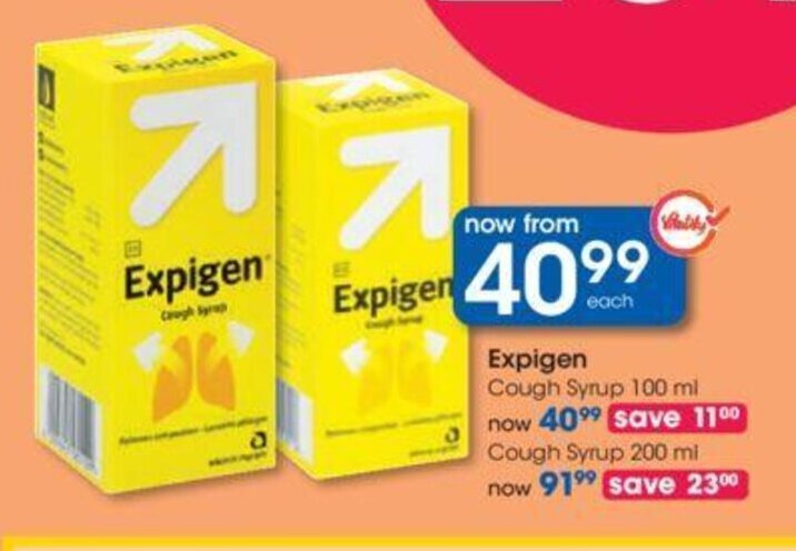 Expigen Cough Syrup 100 ml offer at Clicks