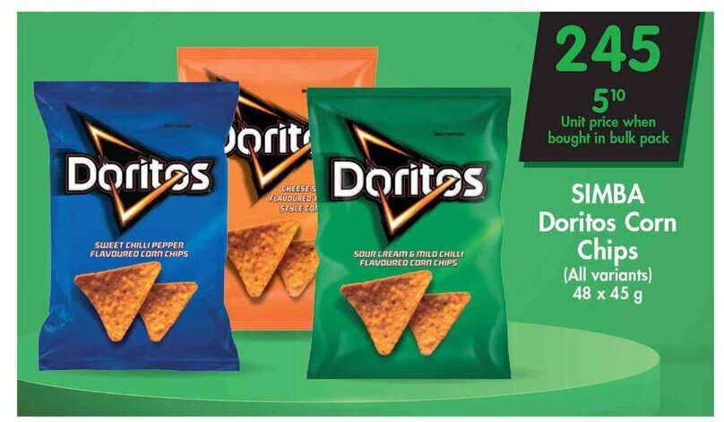Simba Doritos Corn Chips 48 x 45g offer at Makro