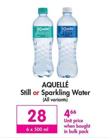 Aquelle Still or Sparkling Water 6 x 500 ml offer at Makro