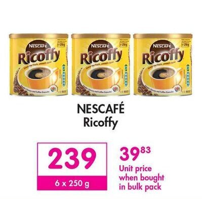 Nescafe Ricoffy 6 x 250g offer at Makro