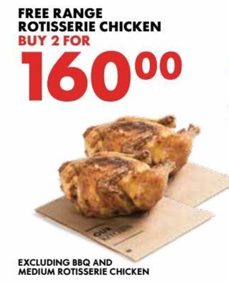 Free Range Rotisserie Chicken 2's offer at Woolworths