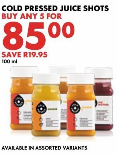 Cold Pressed Juice Shots 5 x 100ml offer at Woolworths