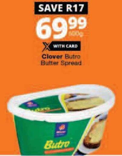 Clover Butro Butter Spread offer at Checkers