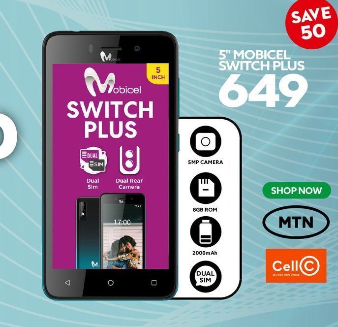 5" mobicel switch plus offer at Ackermans