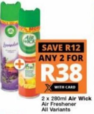 Air Wick Air Freshener All Variants 2 x 280ml offer at Checkers Hyper
