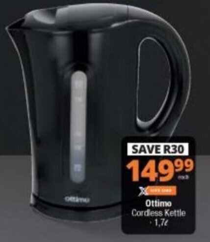 Ottimo Cordless Kettle 1,7L offer at Checkers Hyper