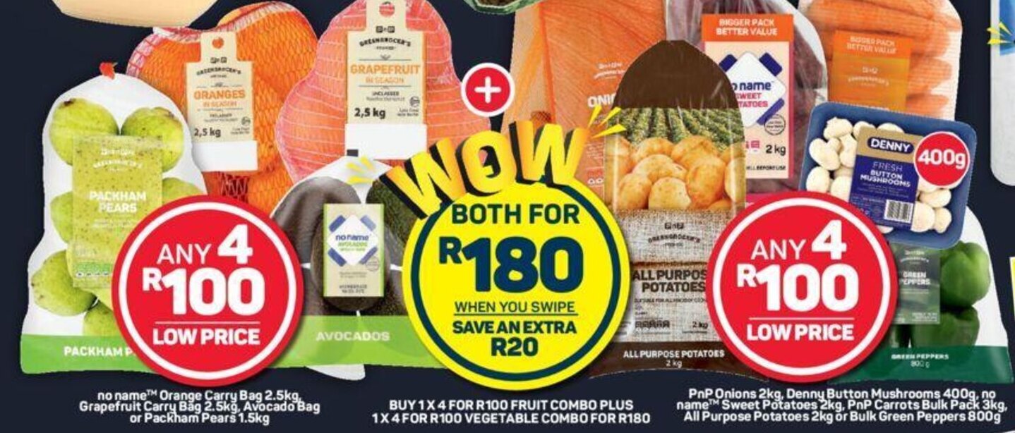 Buy 1x 4 For R100 Fruit Combo Plus 1x 4 for R100 Vegetable Combo offer ...