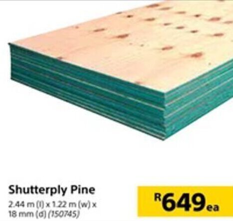 Shutterply Pine 2.44m x 1.22m x 18mm offer at Builders Express